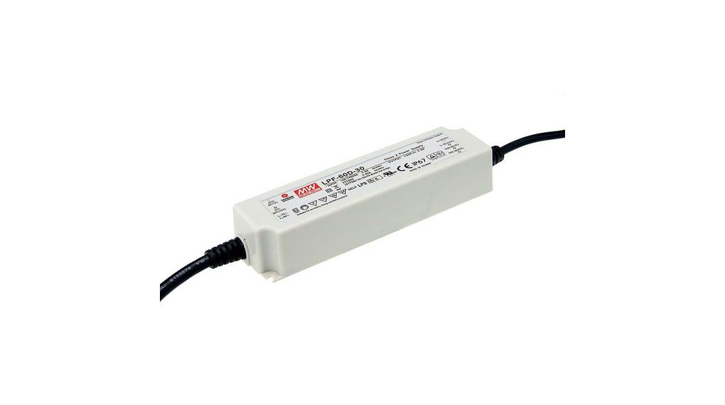 LPF-60D-54 | MEAN WELL LED Driver 60W 1.12A 32.4 ... 54V IP67 | Distrelec Germany